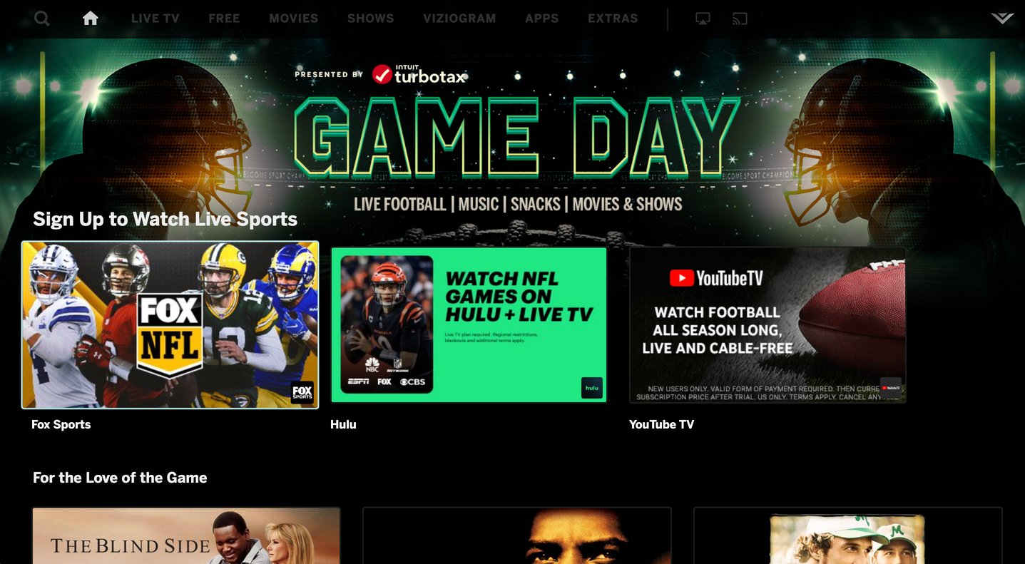 Sponsored Game Day Hub Brings Branded Collections To The VIZIO Home Screen